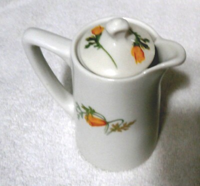 SANTA FE RR, "Calif. Poppy," china, Chocolate Pot, 8" tall, ca. 1940 ...