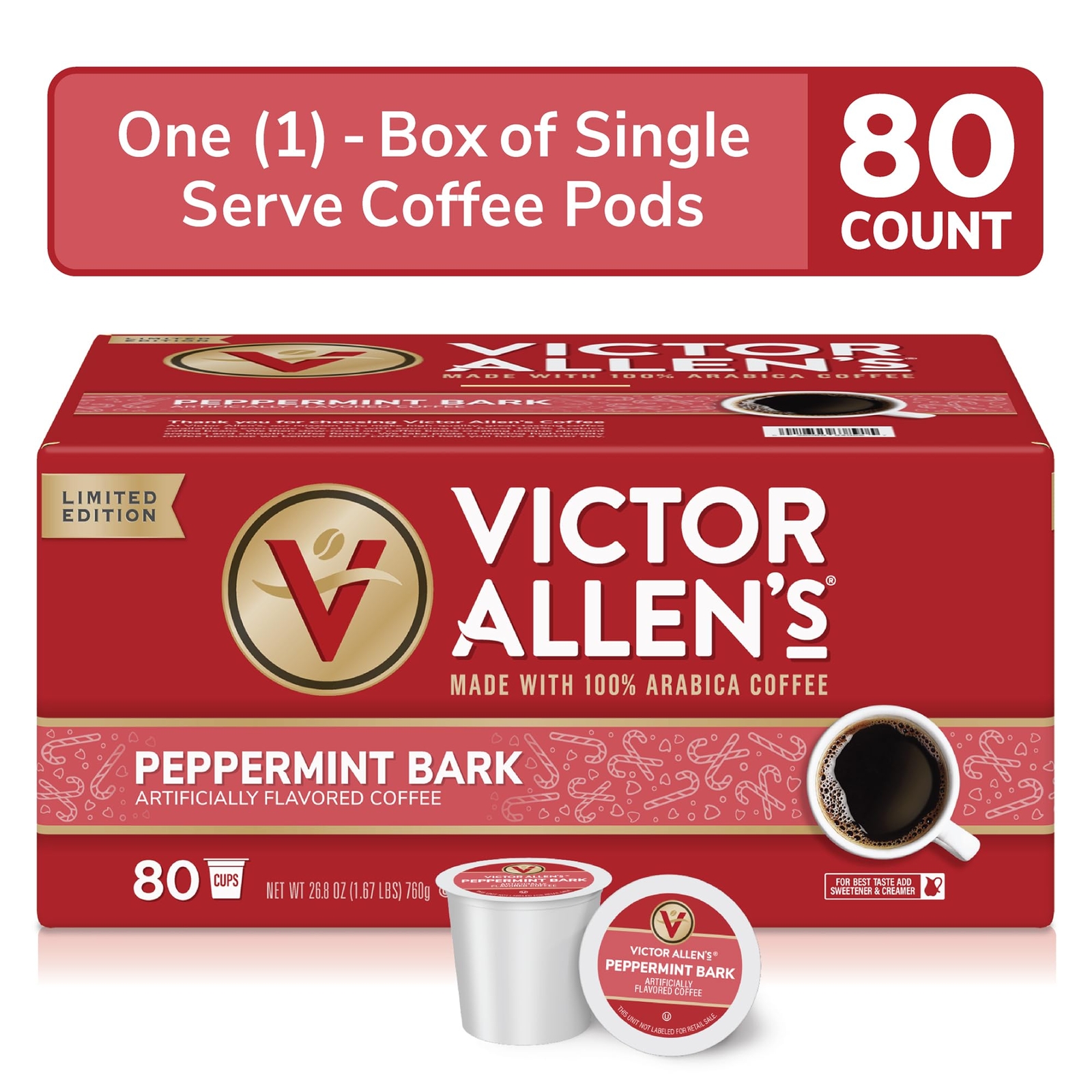 Victor Allen Allens Coffee Peppermint Bark K Cups 80 Count Compatible ...