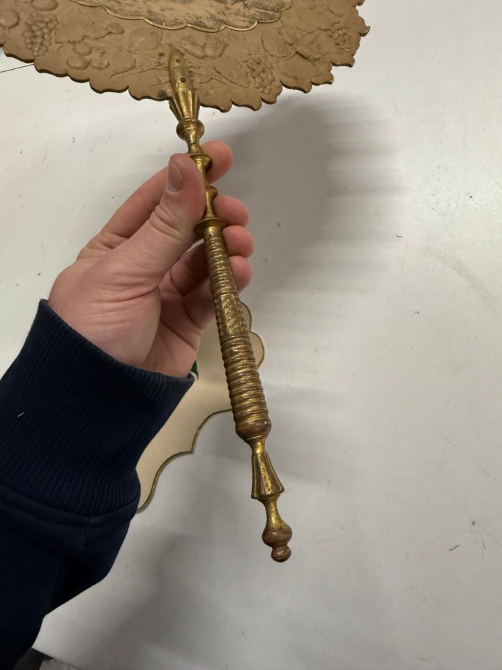 ANTIQUE GEORGIAN FACE SCREEN - PENWORK EMBOSSED CARD - CHICKEN SCENE ...