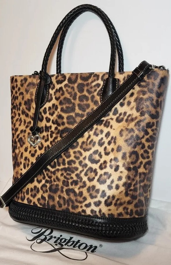 BRIGHTON RUMI AFRICA STORIES LEOPARD PRINT LEATHER CROSSBODY HANDBAG ...