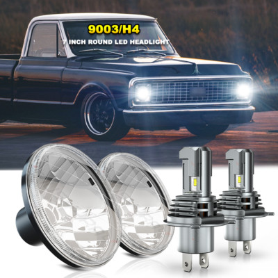 For Chevy C10 C20 C30 K10 G20 7" Inch Round LED Headlight Hi-Lo Beam H4 ...