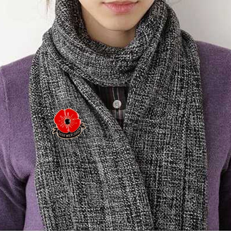 ANZAC Remembrance Memorial Day Pin Black Poppy Brooch Lapel Lest We ...