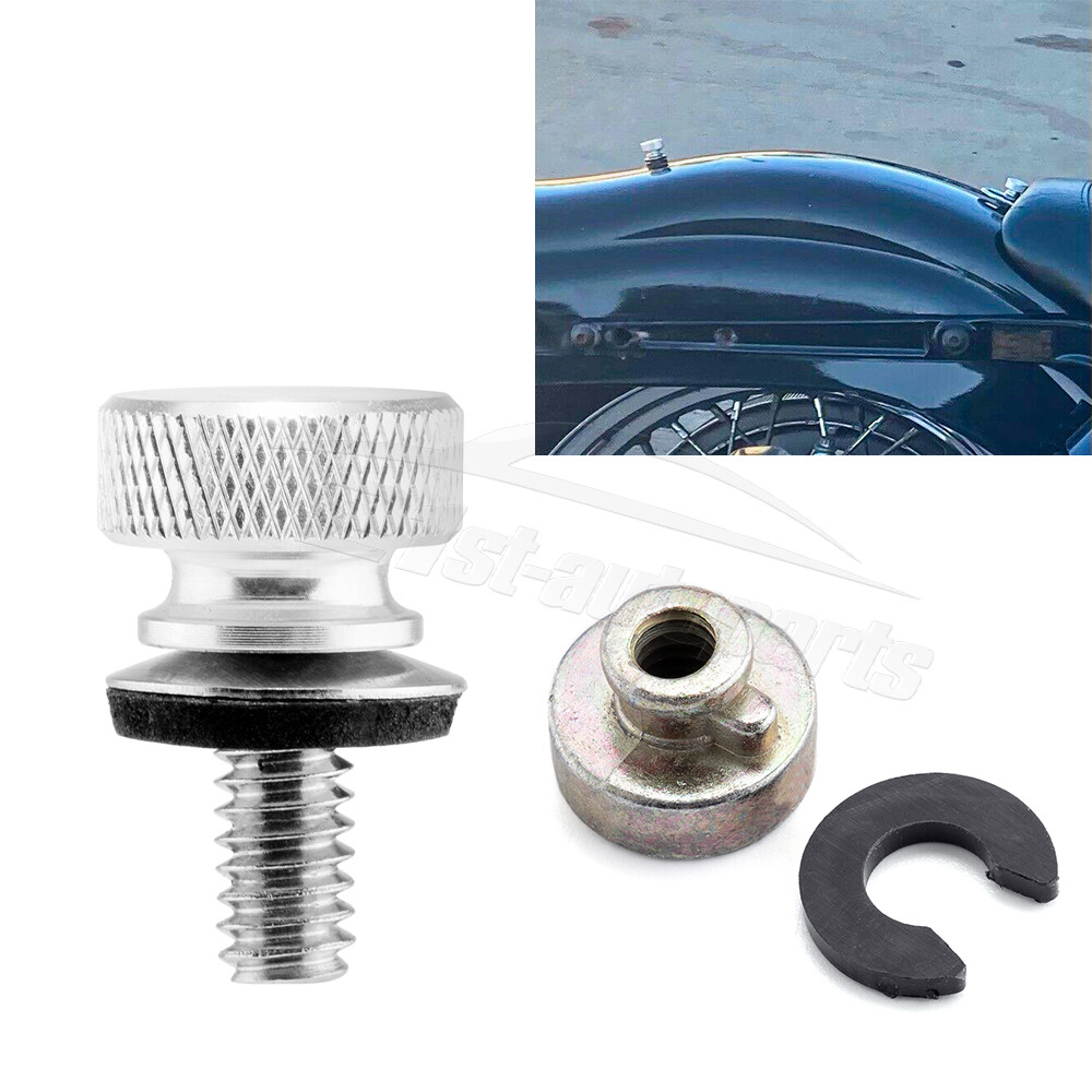 Stainless Knurled Fender Rear Seat Bolts Screw Nut For Harley Softail ...
