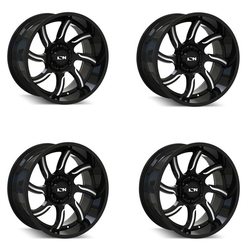 Set 4 17" Ion 151 17x9 Gloss Black Milled 5x5 Wheels 0mm For Jeep Truck ...