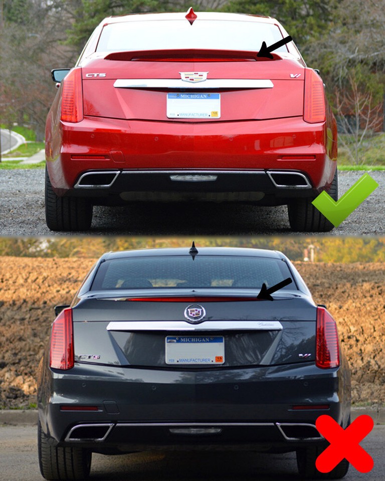 For 14-19 Cadillac CTS Carbon Package Glossy Black Rear Wing Wickerbill ...