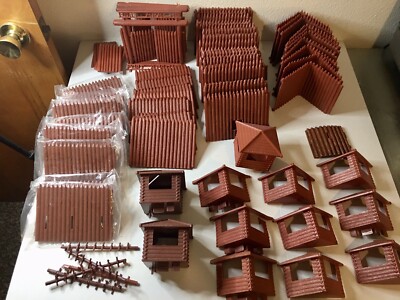 VINTAGE MARX FORT APACHE PLAYSET GATE TOWER WALL CATWALK CORNER SIGN ...