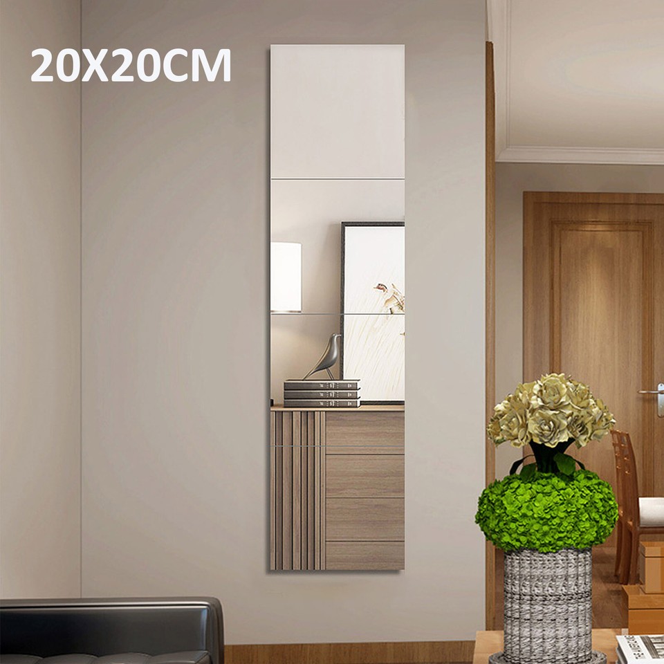 8X Acrylic Glass Tiles Wall Sticker Square Self Adhesive Stick On Art ...