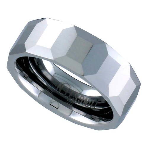 Bague De Mariage En Tungstène 8Mm, Dôme Facetté, Motif Octogonal ...