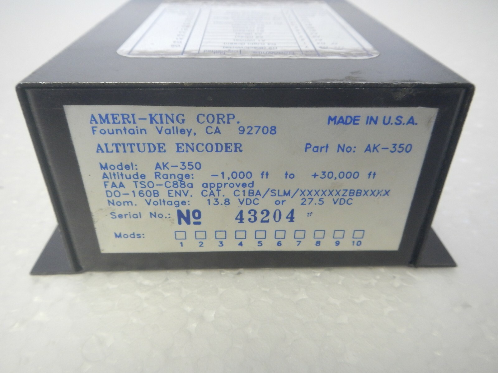 AMERI-KING Altitude Encoder P/N AK-350 | eBay