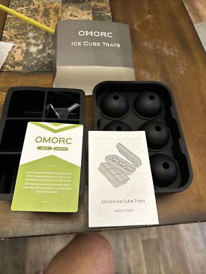 Set 2: Round & Square Ice Cube Ball Tray Silicone Sphere Mold Bar ...