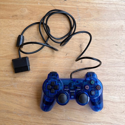 PS2 Wired Replacement Controller Transparent Blue For PlayStation 2 Ps2 ...