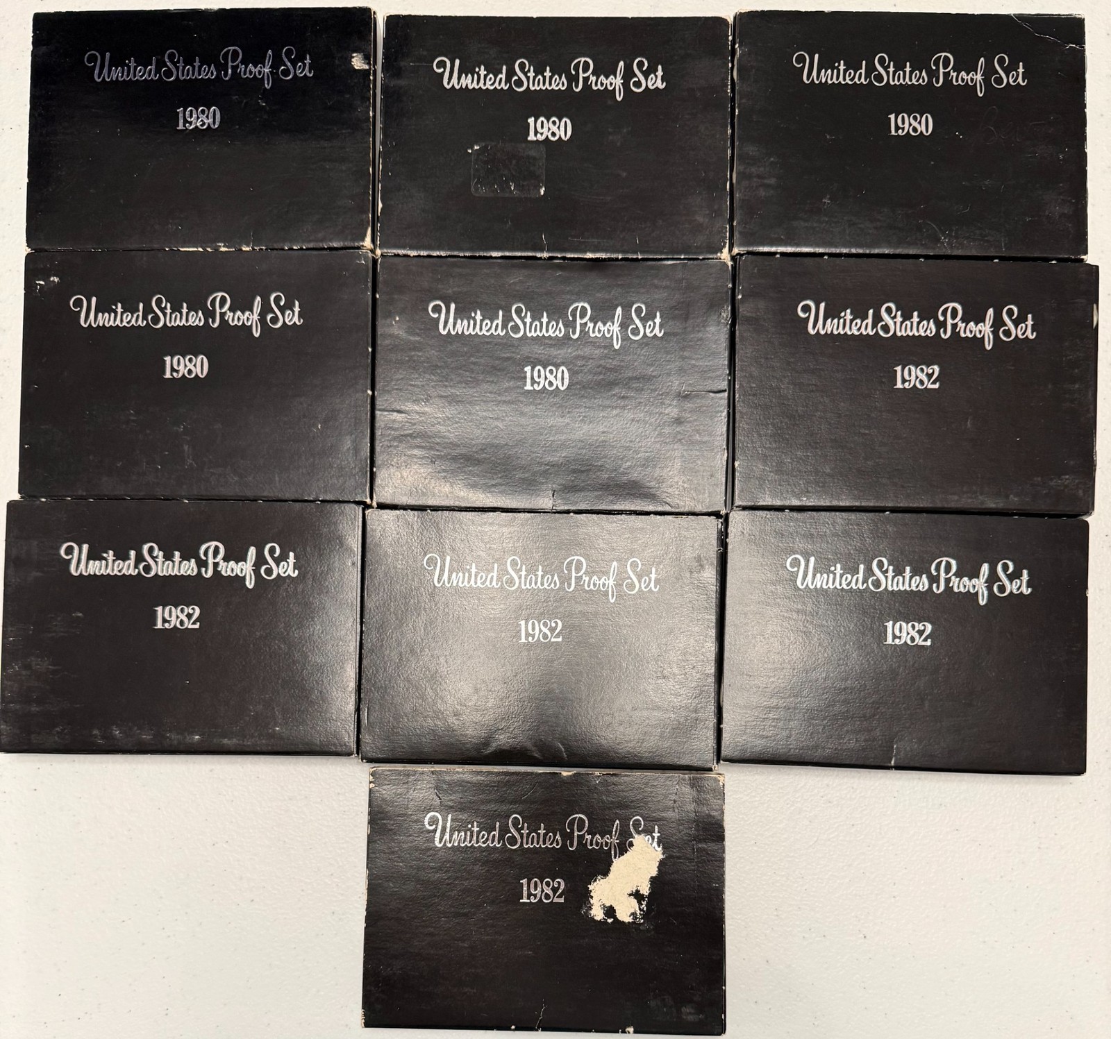 (Lot of 10) US PROOF SETS with original black boxes. 5x 1980-S & 5x ...