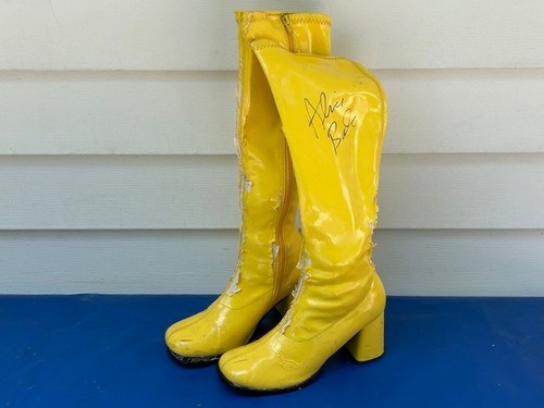 Alice Bode BUG Back Up Girl NHRA DRAG RACING Signed Worn Yellow Boots ...
