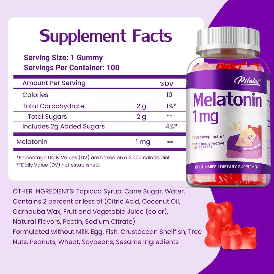 Melatonin 1mg - Children's Sleep Gummies Help Healthy Sleep and Relieve ...