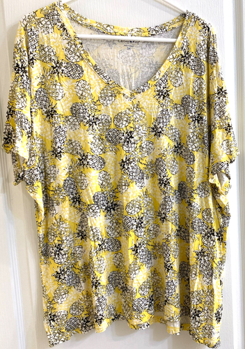 Casey Key Top Women's Size 3X Tropical Short Sleeve Pineapple Design ...