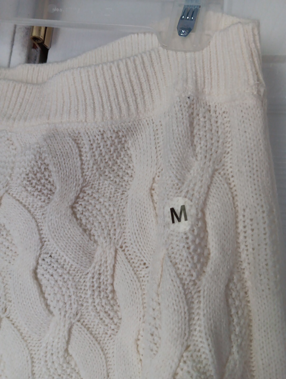 New York & Company Ivory Cable Knit One Arm Sweater Sz M NWT | eBay