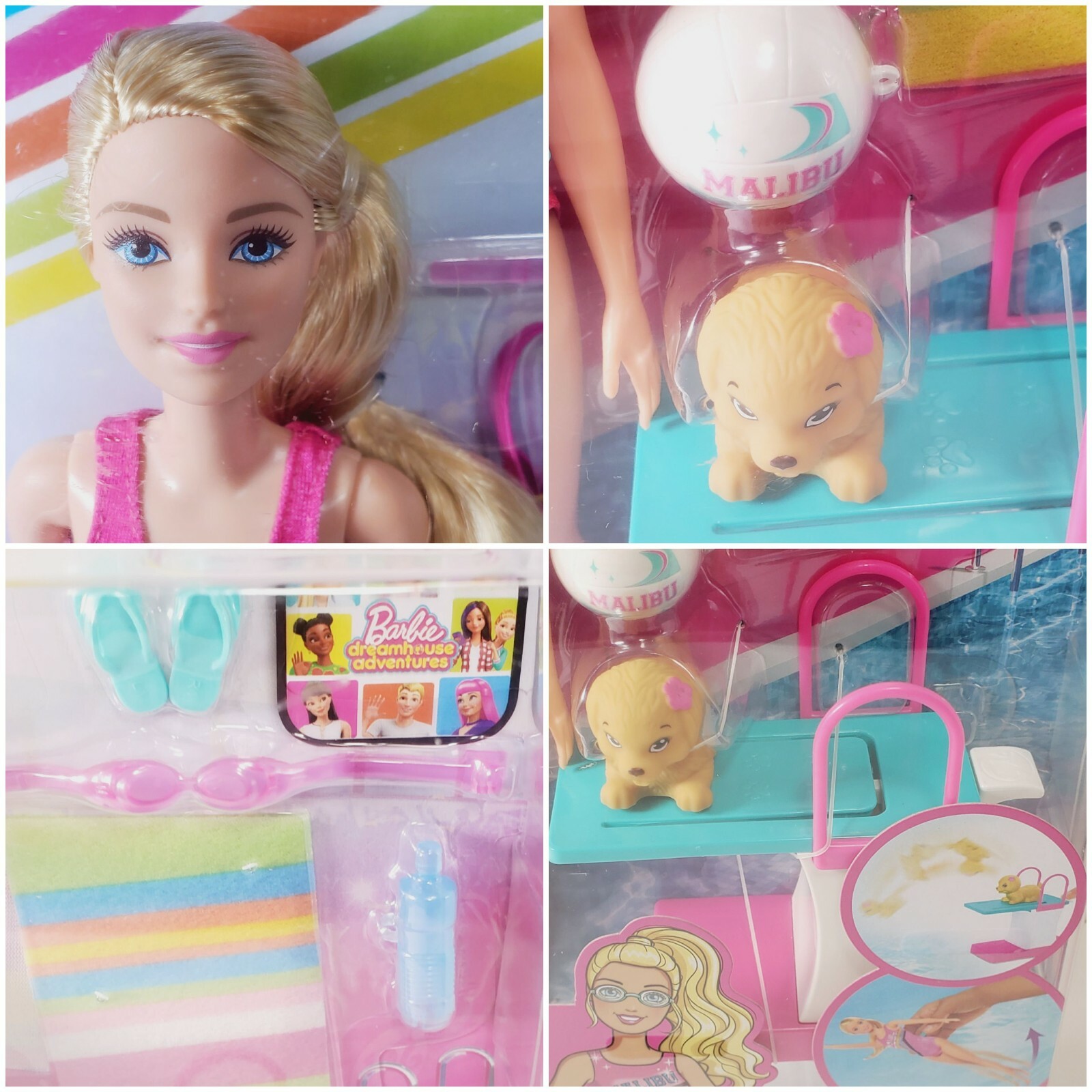 NEW 2019 Barbie Dreamhouse Swim 'n Dive Doll puppy & accessories Mattel ...