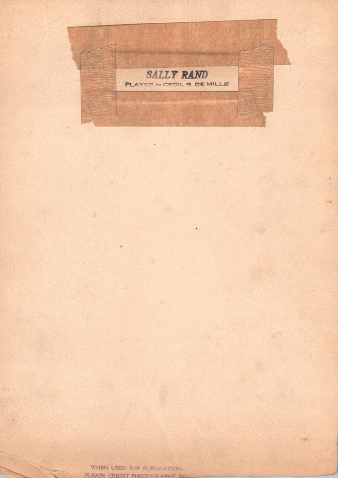 HOLLYWOOD BEAUTY SALLY RAND BURLESQUE JAZZ ERA STUNNING PORTRAIT 1920s ...