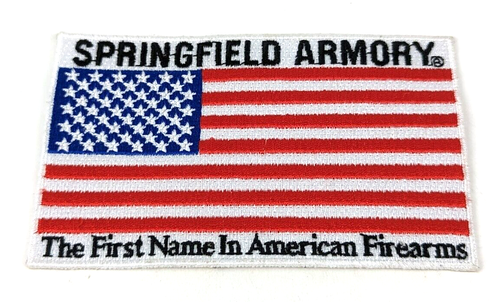 Vintage 4.5" x3 " Springfield Armory Gun Badge USA American Flag Iron ...