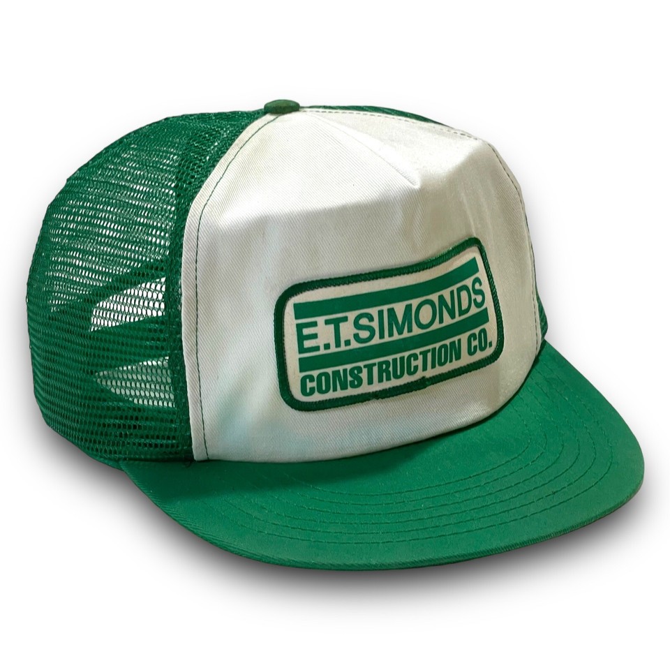 Vintage 80s 90s ET Simonds Construction Trucker Hat Patch Snapback Cap ...