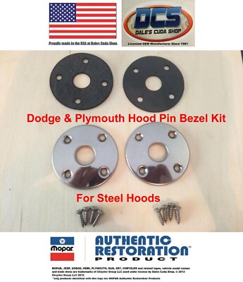 1970 1974 Plymouth Cuda Barracuda Hood Pin Bezels & Gaskets Kit New ...
