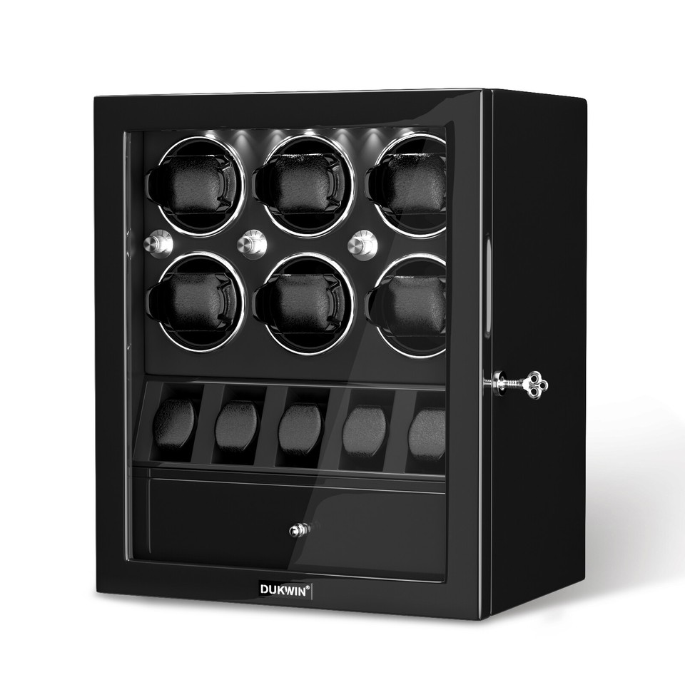 LED Automatic Watch Winder Box 2/4/6/8 Watches +3/5/6 Watch Display ...