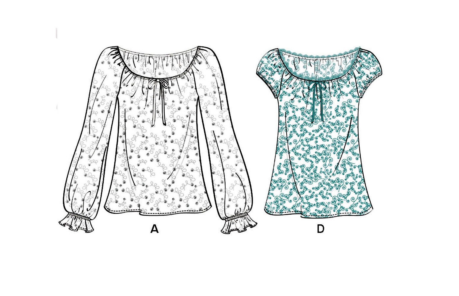 NEW LOOK SEWING PATTERN 6892 MISSES 6-16 PEASANT STYLE RAGLAN SLEEVE ...