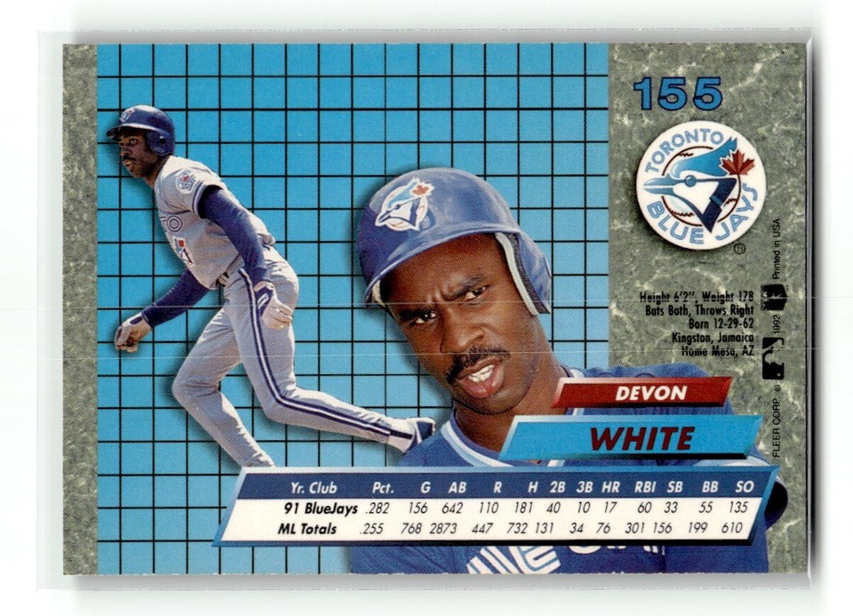 Devon White 1992 Ultra #155 Toronto Blue Jays Baseball Card | eBay