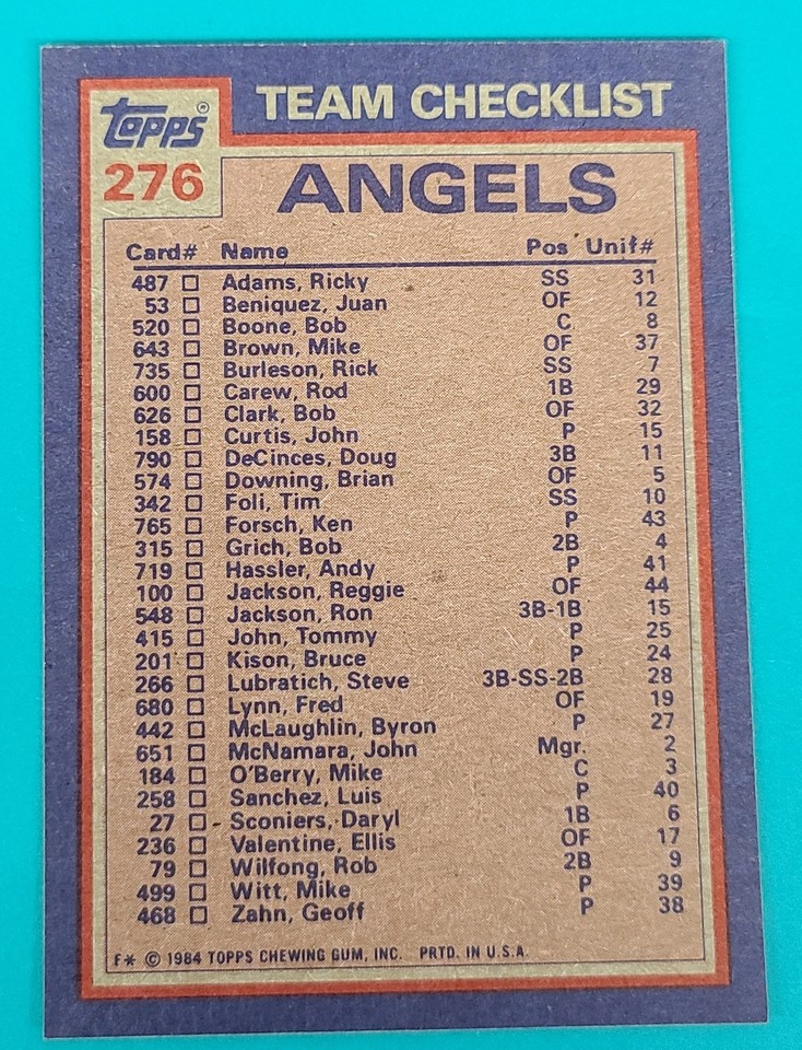 1984 Topps #276 Angels TL CL Rod Carew / Geoff Zahn Baseball Card T3 | eBay