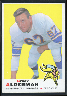 1969 Topps Football #239 Grady Alderman Minnesota Vikings EXMT+ Detroit ...