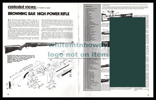BROWNING BAR High-Power Rifle Exploded Parts List Disassembly Assembly ...
