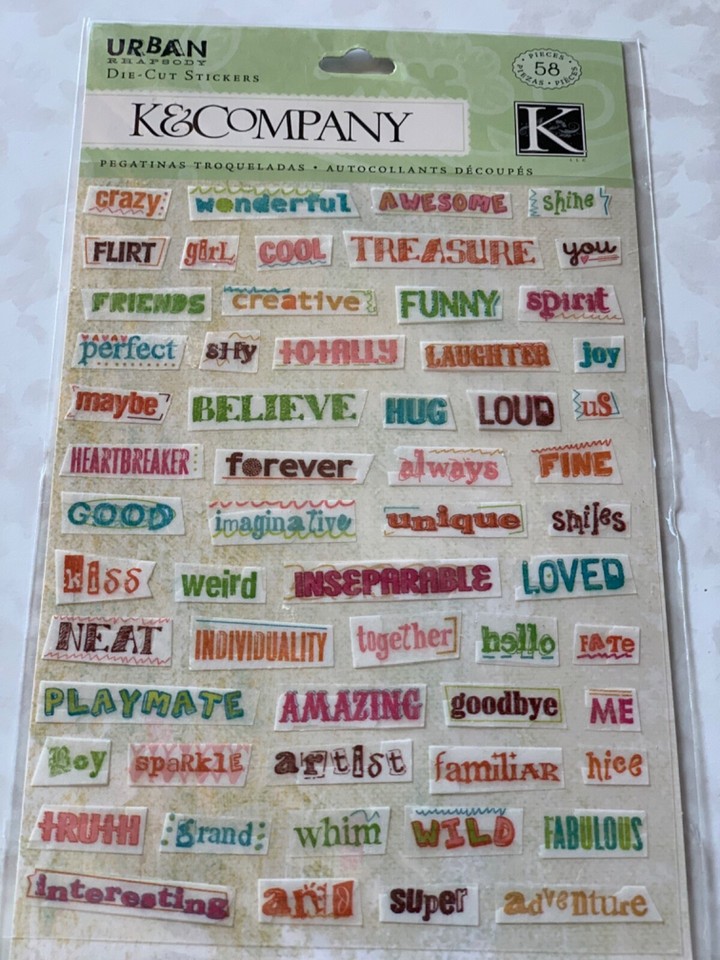 K&COMPANY STICKERS URBAN RHAPSODY VELLUM WORD STRIPS MULTI-COLORED ...
