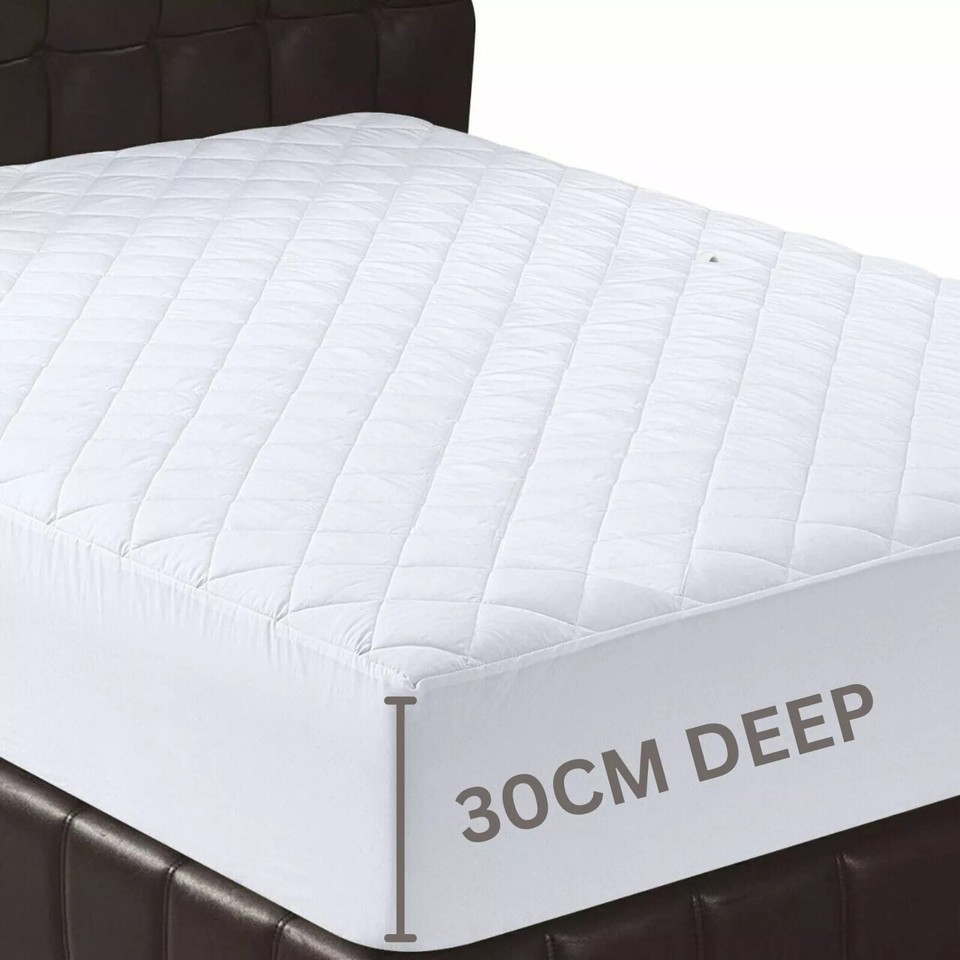 Extra Deep Waterproof Quilted Mattress Protector Fitted Cover Single ...