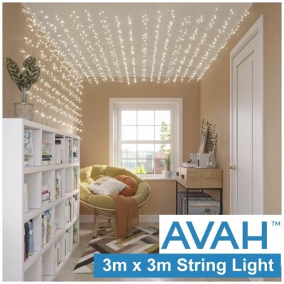 AVAH Fairy Waterfall Curtain String Lights 1200 LED Bulbs 8 Modes w ...