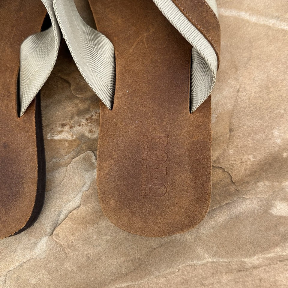 Polo Ralph Lauren Roughout Suede Flip-Flop Men Size 12 13777 J23 Bolt ...