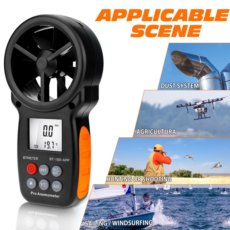 Handheld Digital Anemometer Wind Speed Meter 0.3-30m/s Wind Temp Data ...