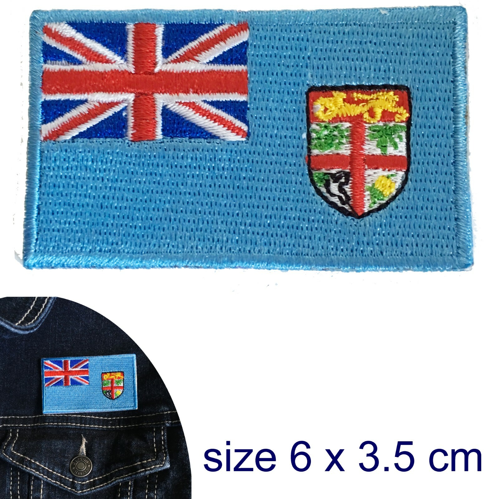 Flag of Fiji iron on patch Fidji flags Blue Ensign emblem iron-on ...