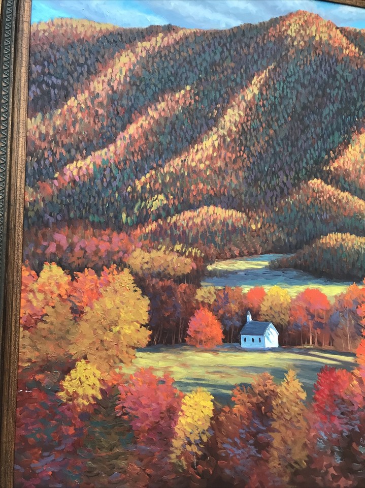 Barry NEHR Landscape Painting Oil VTG Pennsylvania Autumn New England ...
