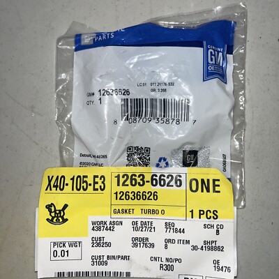 12636626 AC Delco Turbo Oil line Gasket Upper New for Chevy Coupe Sedan ...