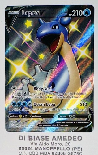 Pokemon Lapras V Full Art SV110/SV122 Rrr Shining Fates English NM/Mint ...
