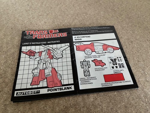 Transformers G1 1987 Pointblank targetmaster instructions book manual ...