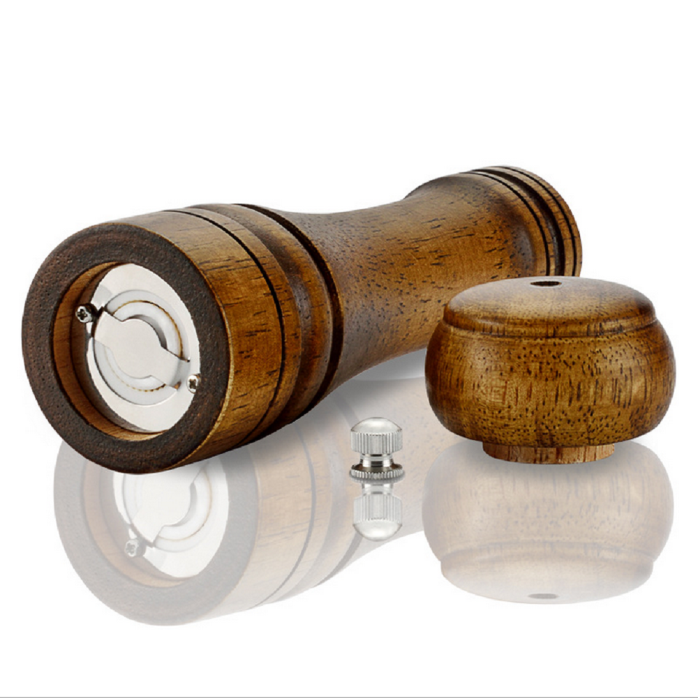 Cooking Salt and Pepper Grinder Hand Movement Oak Wood Pepper Mill ...