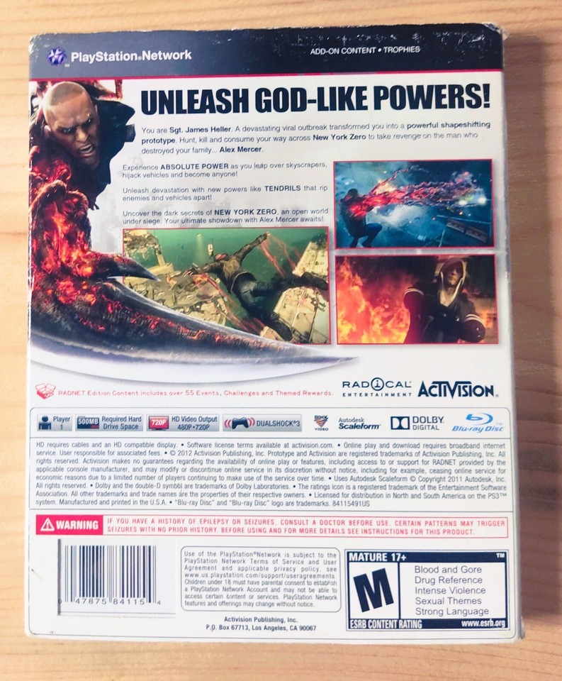 PS3 Prototype 2 Limited Radnet Edition with Sleeve - (New Sealed ...