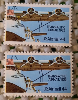 USPS C-115 TRANSPACIFIC AIRMAIL stamp Two Single 44 Cent Stamps OGNH ...