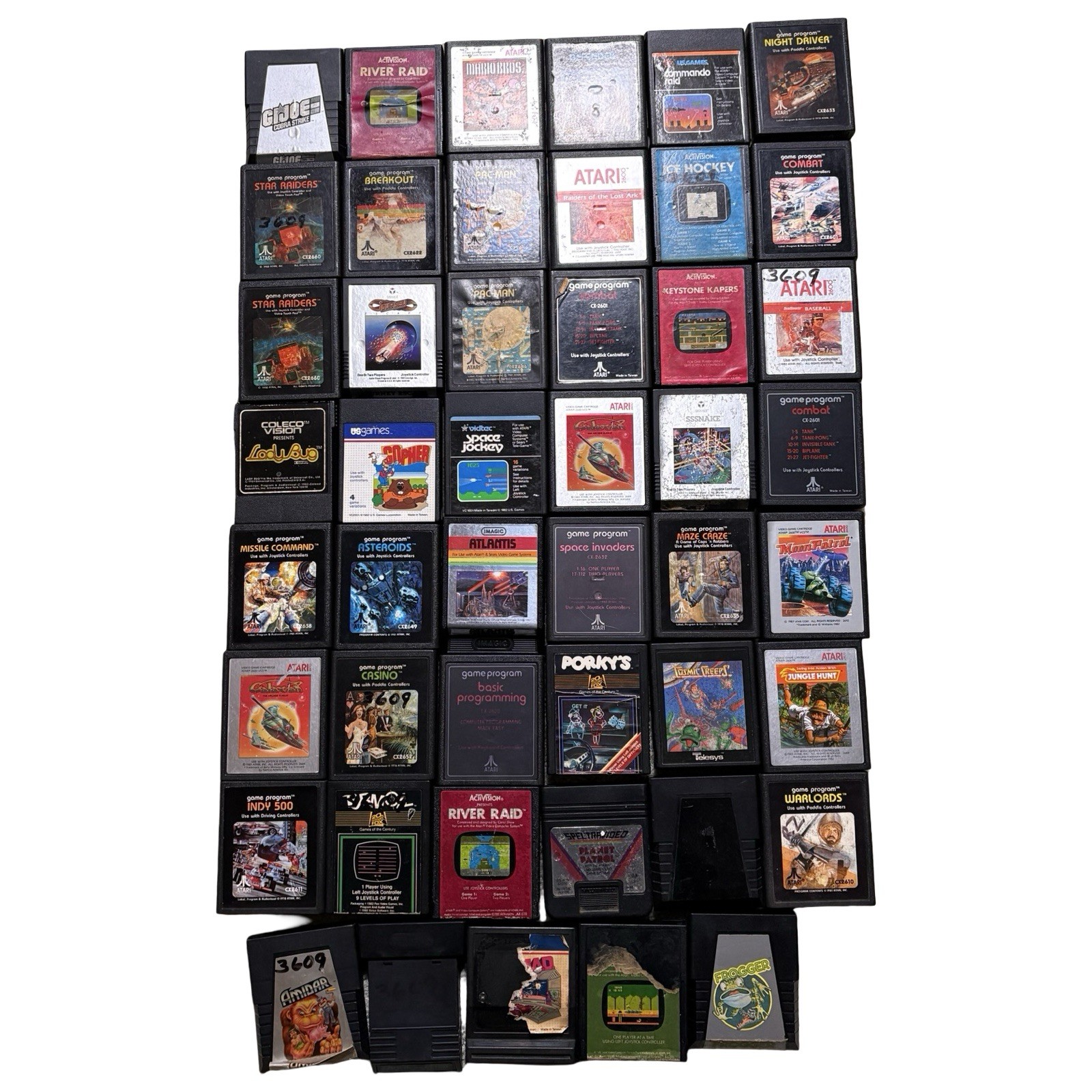 Atari 2600 Games Mixed Lot of 47 Cartridges Mario Porky's Galaxian ...
