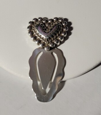 Brighton HOBNAIL HEART Silver Peened Edge Small Heart Book Marker, NWOT ...