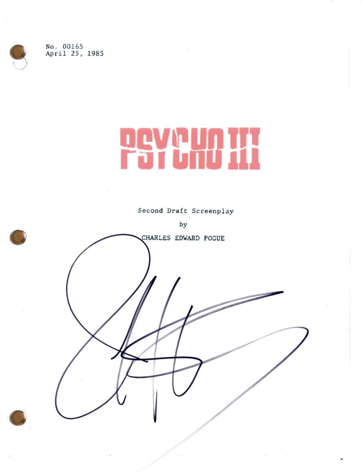 Jeff Fahey Signed Autograph Psycho III Movie Script Full Screenplay ...