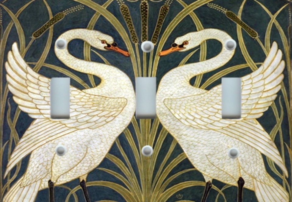 WALL PLATE ART NOUVEAU SWANS SWAN Light Switch Plate Cover VINTAGE HOME ...