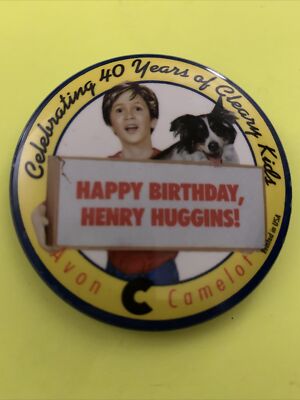 Happy Birthday Henry Huggins Cleary Kids Vintage Button Pin Avon ...