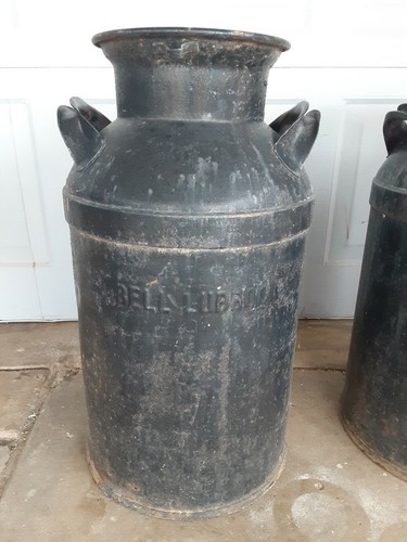 ANTIQUE BLACK STEEL Solar 10 GAL. MILK CAN 23.5" Bell Lubbock FARM ...